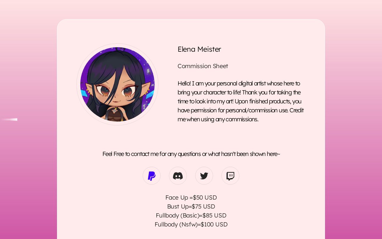 Elena's Commission Sheet